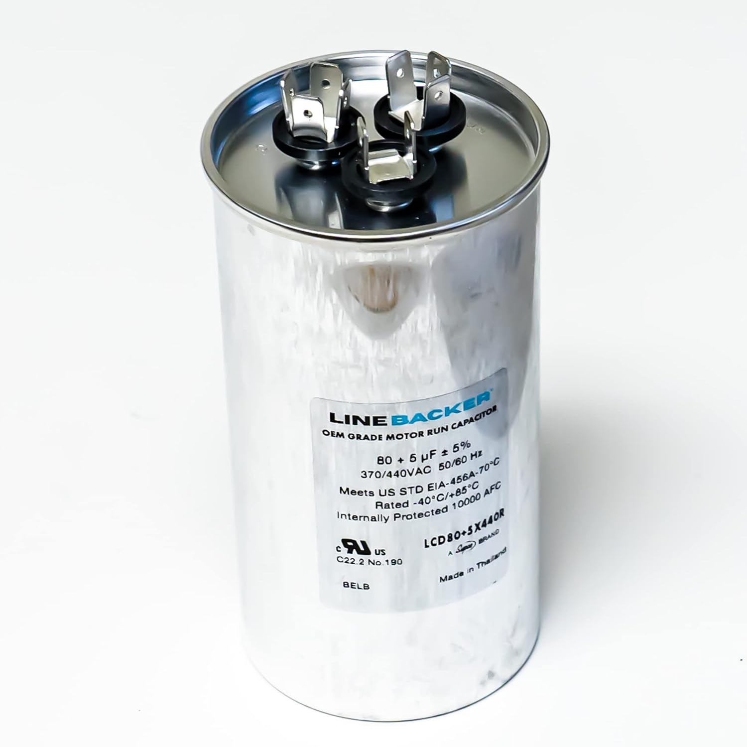 Supco Capacitor Round Dual Run 80 + 5 uf 370/440 Volts for HVAC Motors ...